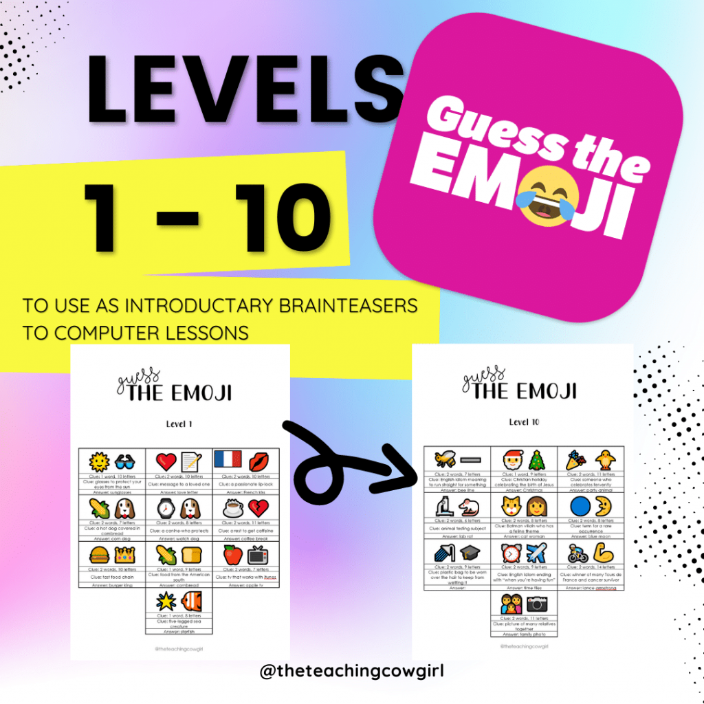 Guess the Emoji - Levels 1-10 - Teacher Professional Development