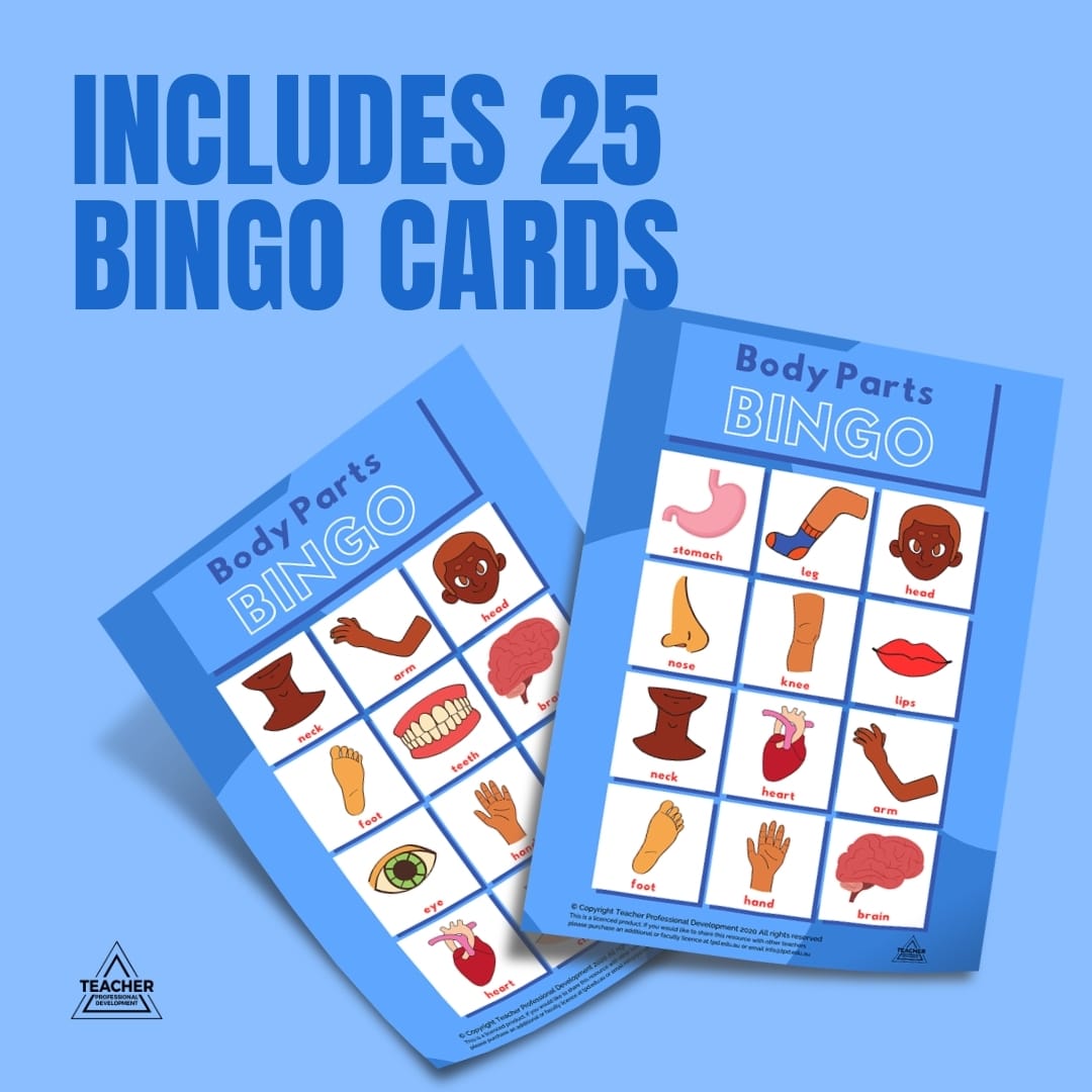 Body Parts Bingo Activity - Digital - Teacher Professional Development