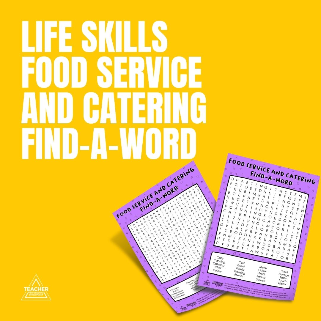 Life Skills Food Service and Catering Find-a-Words - Teacher ...